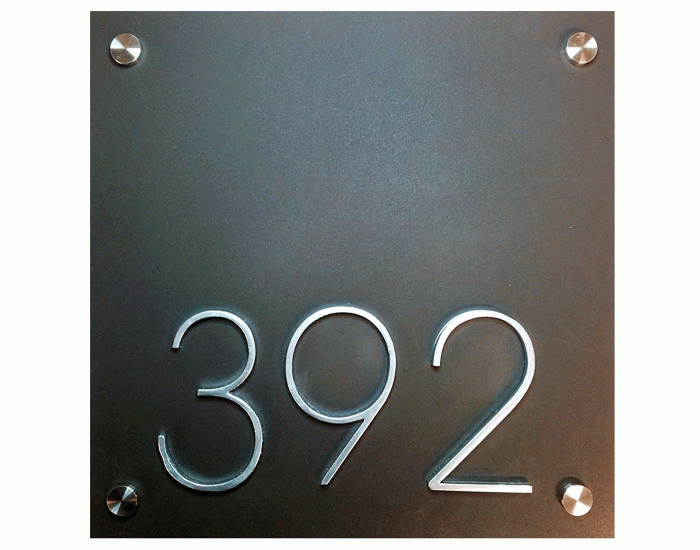 Matte Back Plate, Silver Metal Numbers Address Sign - ASC