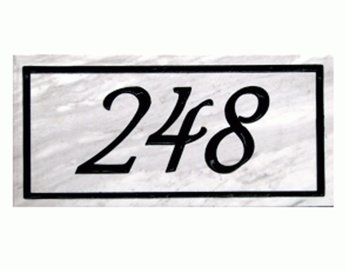 Engraved White Marble Sign - Black Lettering - ASC