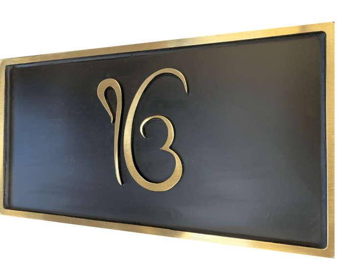 Brass Finish matte black Sign – Address Signage Company